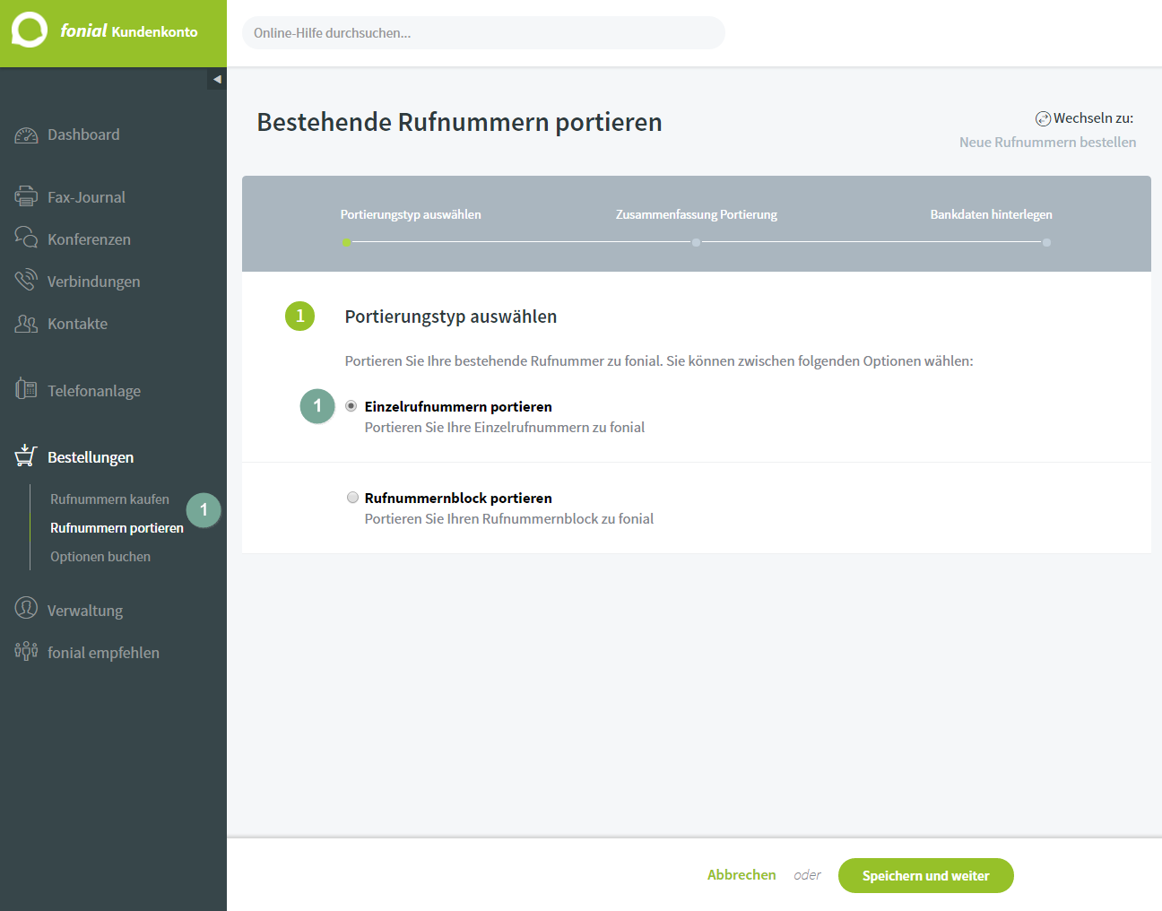 Rufnummern portieren in der virtuellen Telefonanlage