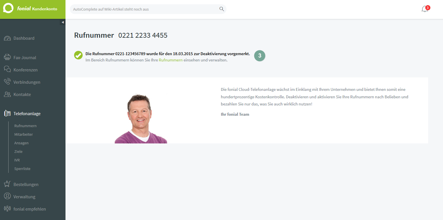 Rufnummern verwalten in der fonial Telefonanlage